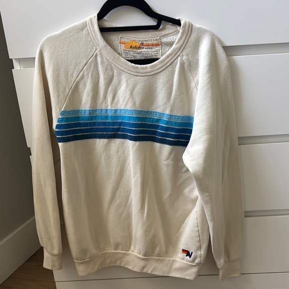 Aviator Nation | Sweaters | Aviator Nation Cream And Blue Crewneck ...